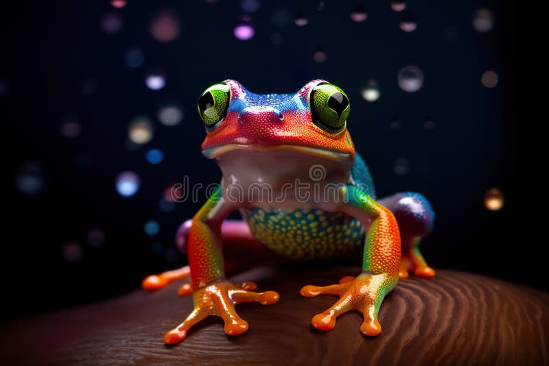 Beautiful Rainbow Colored Crystal Tree Frog, Decorative Figurine, AI ...