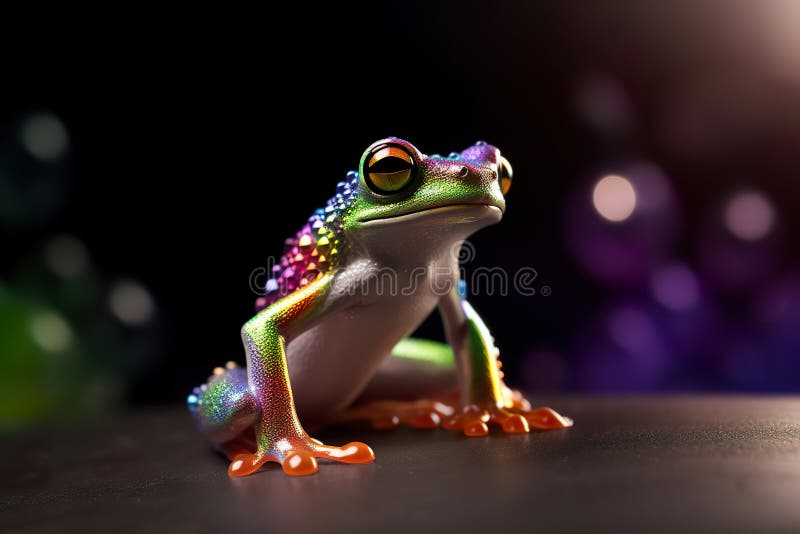 Beautiful Rainbow Colored Crystal Tree Frog, Decorative Figurine, AI ...