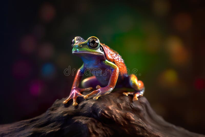 Beautiful Rainbow Colored Crystal Tree Frog, Decorative Figurine, AI ...