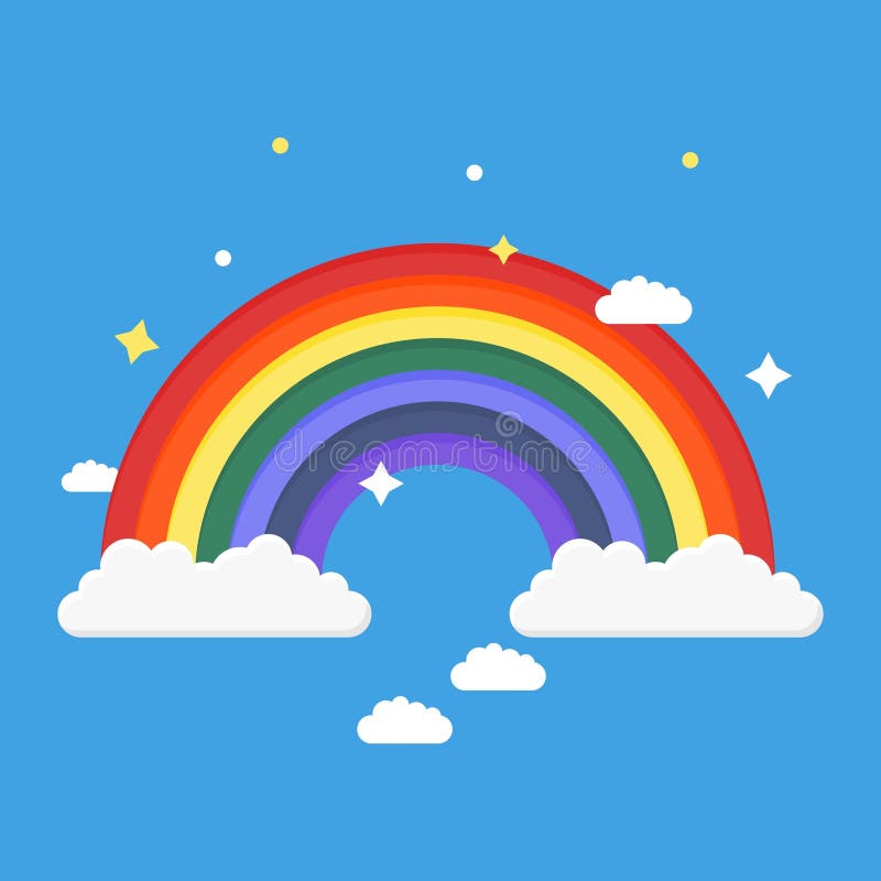 Beautiful Rainbow Design with White Clouds Stock Vector - Illustration ...