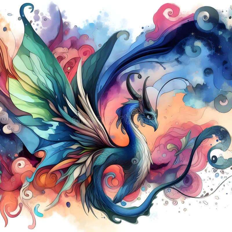 Beautiful rainbow dragon stock illustration. Illustration of cartoon ...