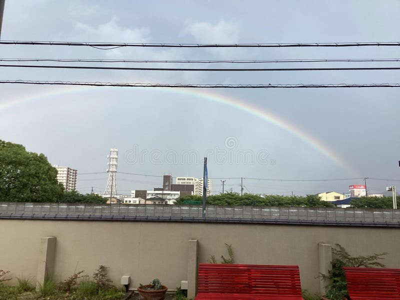 Beautiful Rainbow in the Morning Sky Editorial Photography - Image of ...