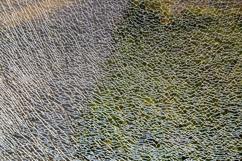 Beautiful Rainbow Pattern of Cracked Yellow Glass in the Contour Light ...