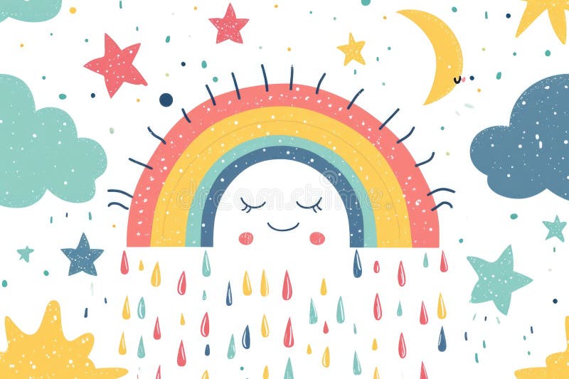 A Beautiful Rainbow and Stars in the Sky. Perfect for Adding a Touch of ...