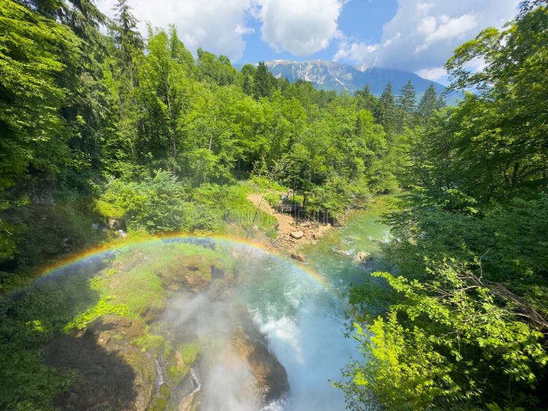Beautiful Rainbow from a Waterfall in the Forest Stock Photo - Image of ...