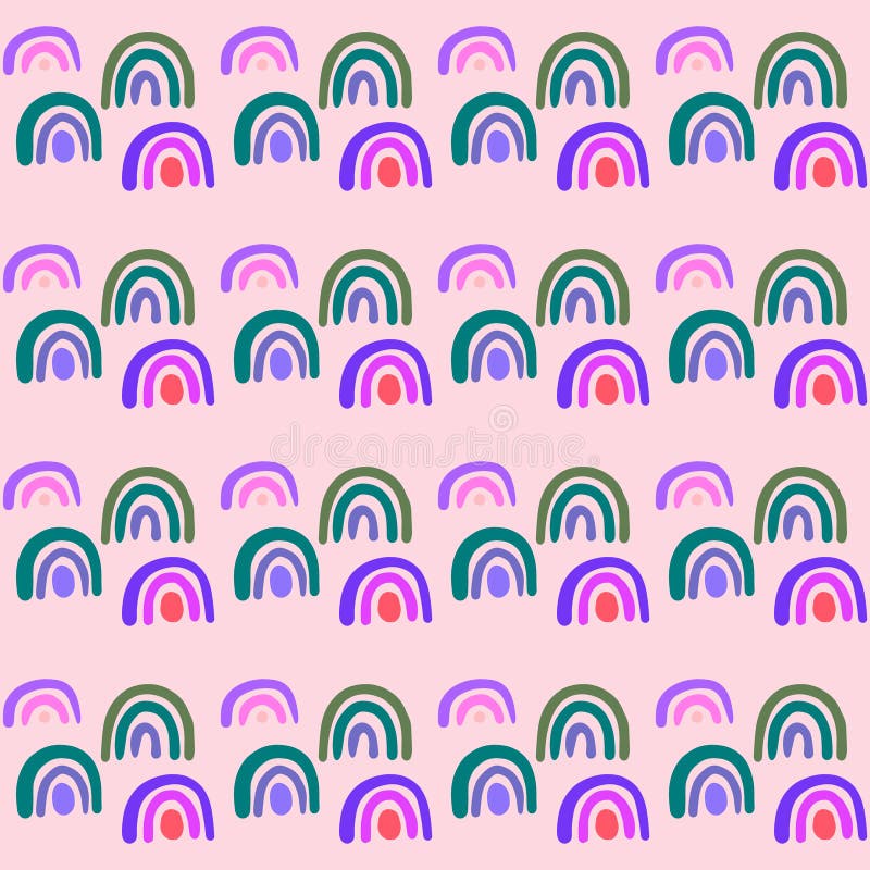 Beautiful Rainbows in Cartoon Style Seamless Pattern Hand Drawn Stock ...