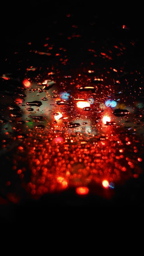 Beautiful Raindrops at Night Stock Photo - Image of lights, raindrops ...