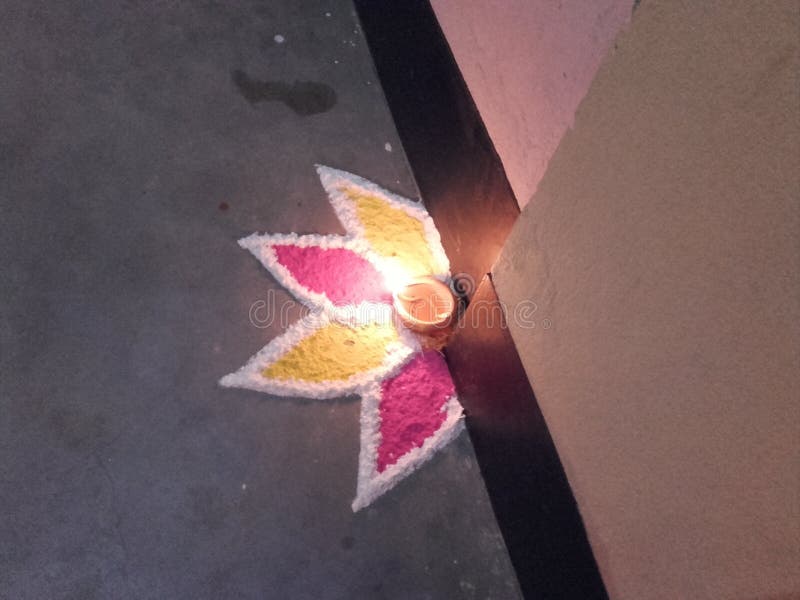 Beautiful Rangoli with Diya for Festivals Celebration Stock Image ...