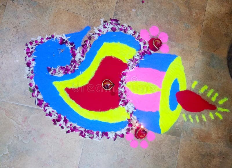 Beautiful Rangoli in Rainbow Colours Stock Image - Image of xmas, look ...