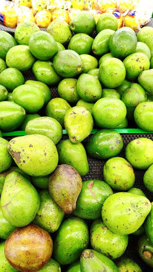 A Closer Side View of Beautiful Green Piling of Avocados Stock Image ...
