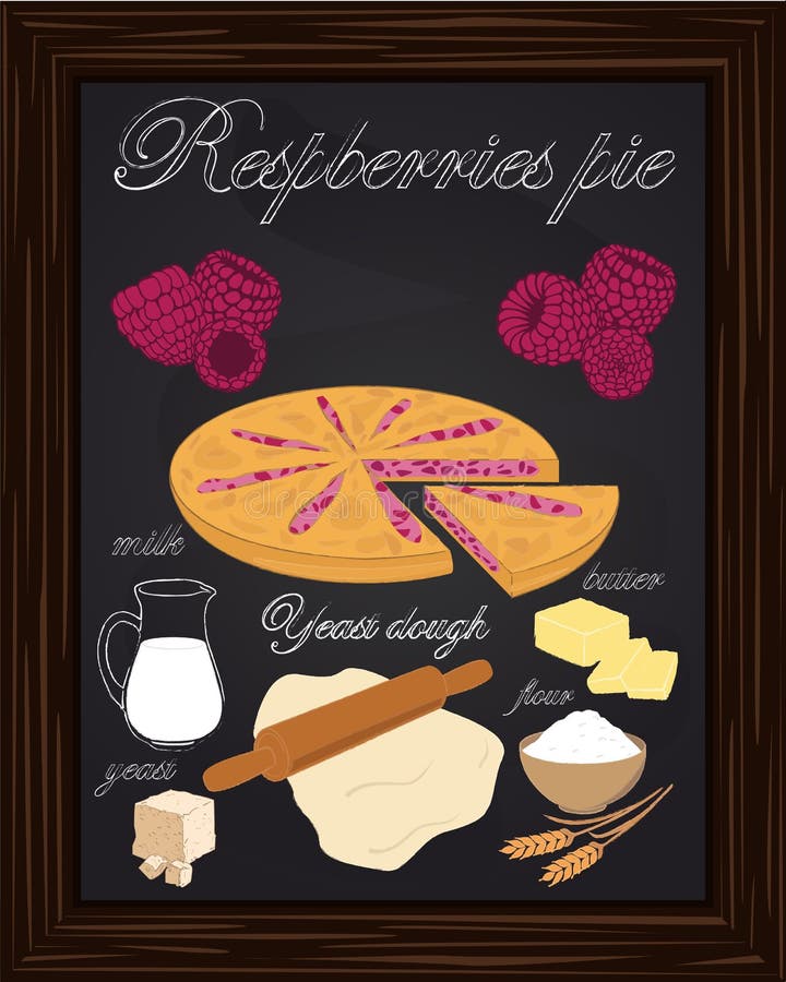 Beautiful Raspberries Pie and Ingredients Stock Vector - Illustration ...