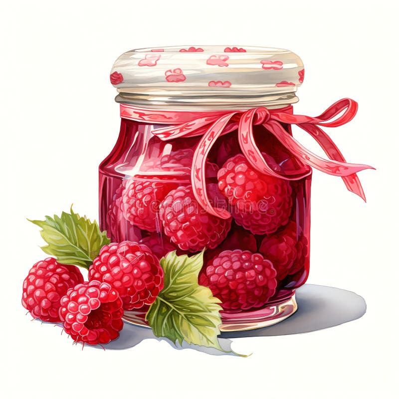 Beautiful Raspberry Jam Jar Clipart Illustration Stock Illustration ...