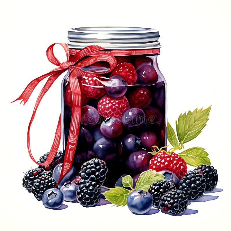 Beautiful Raspberry Jam Jar Clipart Illustration Stock Illustration ...