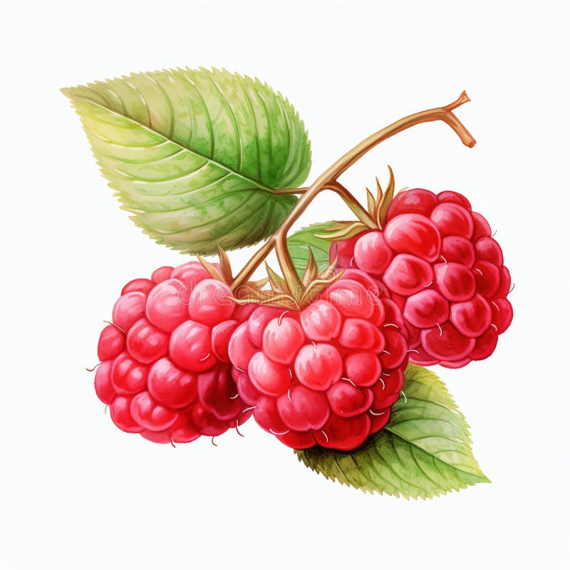Beautiful Raspberry Watercolor Clipart Illustration Stock Illustration ...