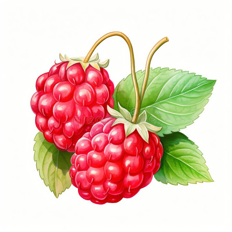 Beautiful Raspberry Watercolor Clipart Illustration Stock Illustration ...
