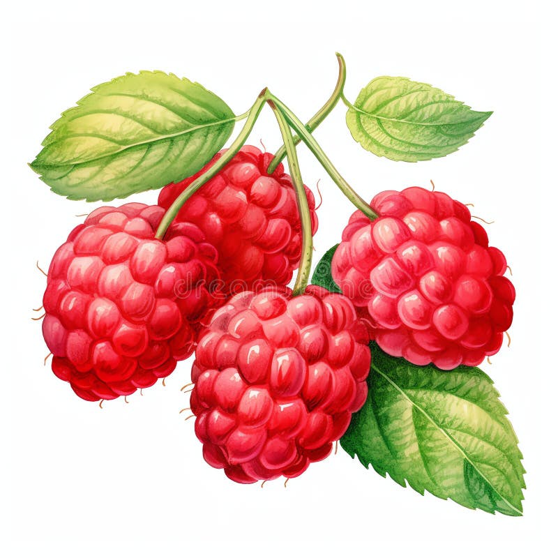 Beautiful Raspberry Watercolor Clipart Illustration Stock Illustration ...
