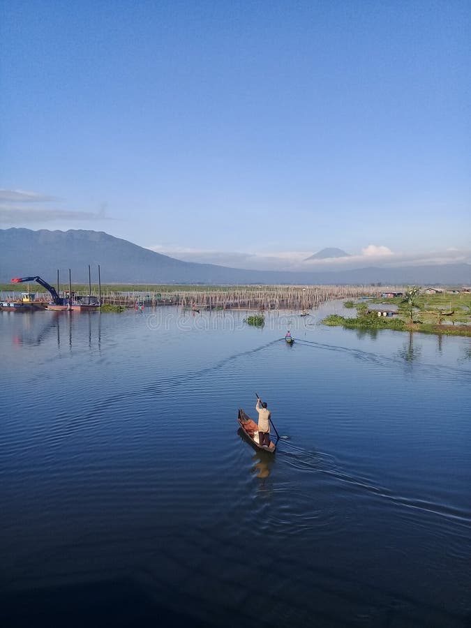 The Rawa Pening Swamp in Front of Mounts Stock Photo - Image of ...
