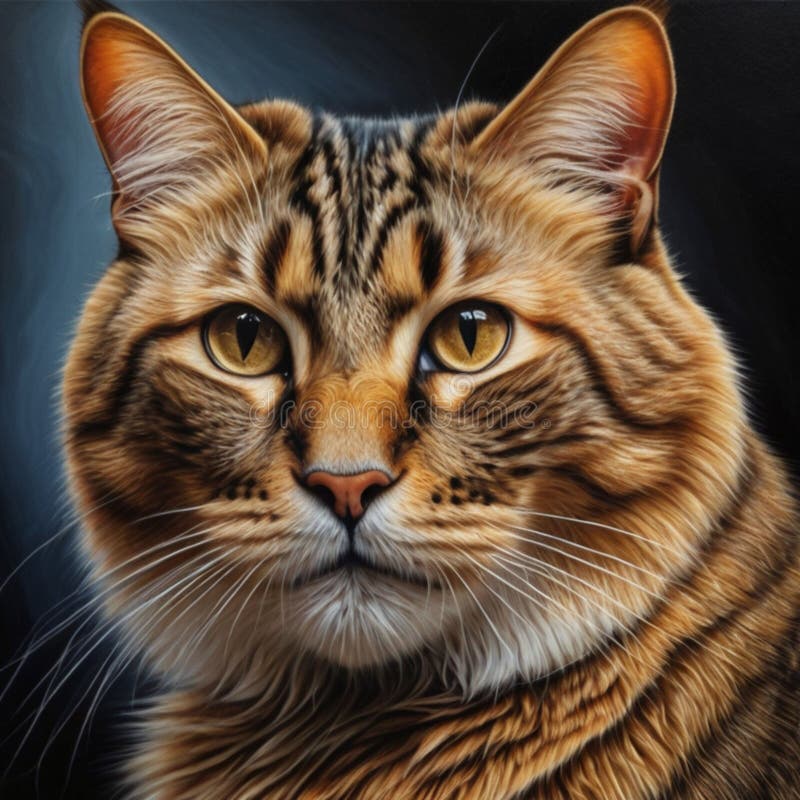 Beautiful Realistic Close Up Cat Head Stock Illustration - Illustration ...
