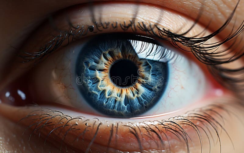 Beautiful Realistic Close-Up of a Human Blue Eye. AI Stock Illustration ...