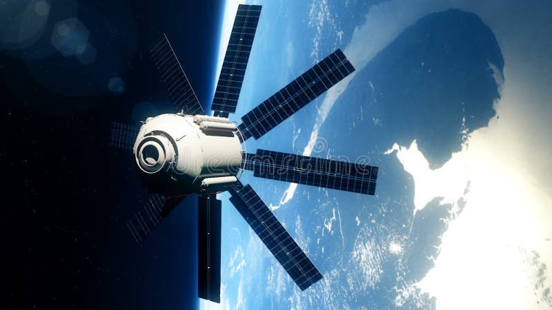 Realistic Satellite in Low Earth Orbit. Stock Illustration ...