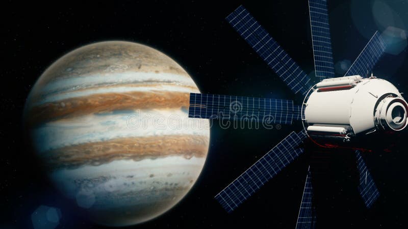 Satellite and jupiter stock illustration. Illustration of communication ...
