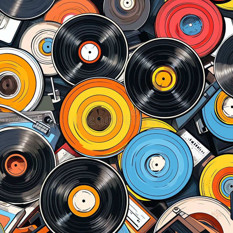 Beautiful Record Collection Clipart Illustration Stock Illustration ...