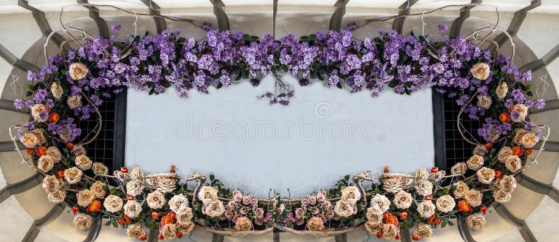 Beautiful Rectangle Floral Frame with Copy Space in Center Stock Image ...