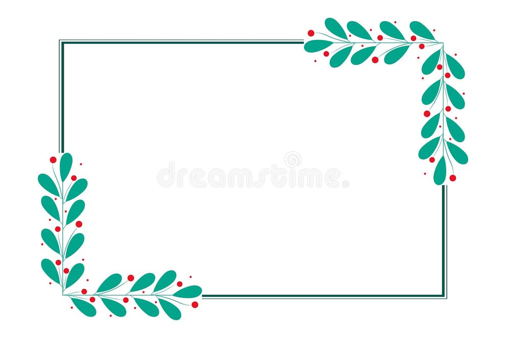 Beautiful Rectangular Frame Decorated with Leaves and Flowers Stock ...