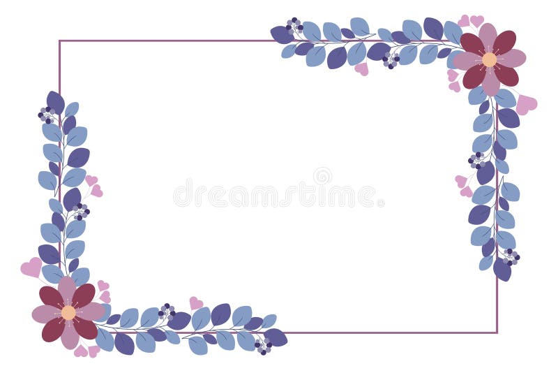Beautiful Rectangular Frame Decorated with Leaves and Love Flowers ...