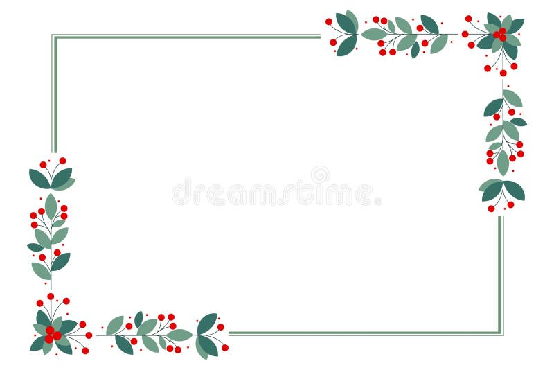 Beautiful Rectangular Frame Decorated with Red Cherry Berries and Green ...