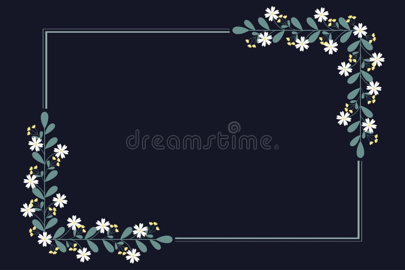 Beautiful Rectangular Frame with Yellow White Flowers and Green Leaves ...