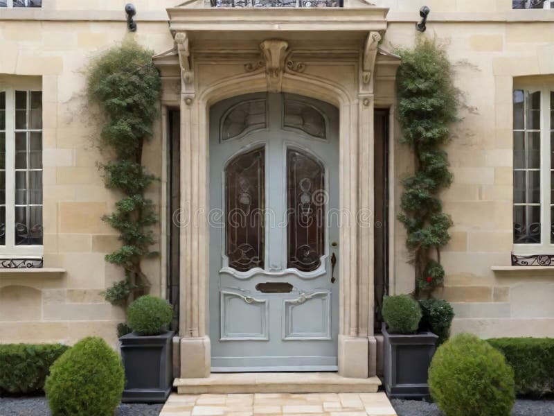 Beautiful Rectangular Single Door, Front Entrance of a French House ...