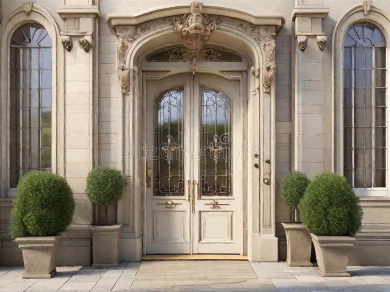 Beautiful Rectangular Single Door, Front Entrance of a French House ...