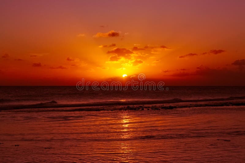 Beautiful Red Beach Sunset stock photo. Image of background - 81276928