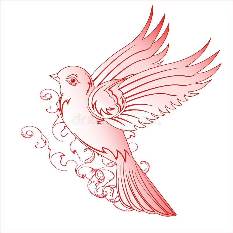 Beautiful Red Bird with a Pattern. Stock Vector - Illustration of ...