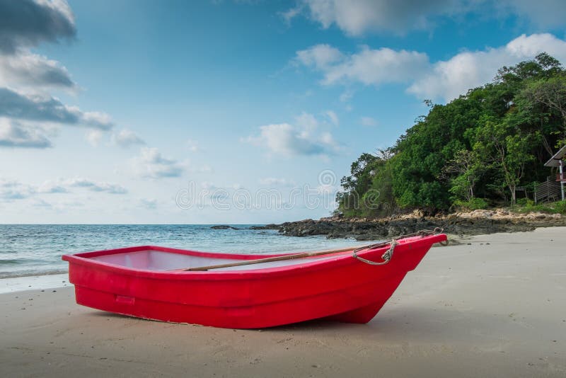 Beautiful Red Boat on the Island in Thailand Stock Image - Image of ...