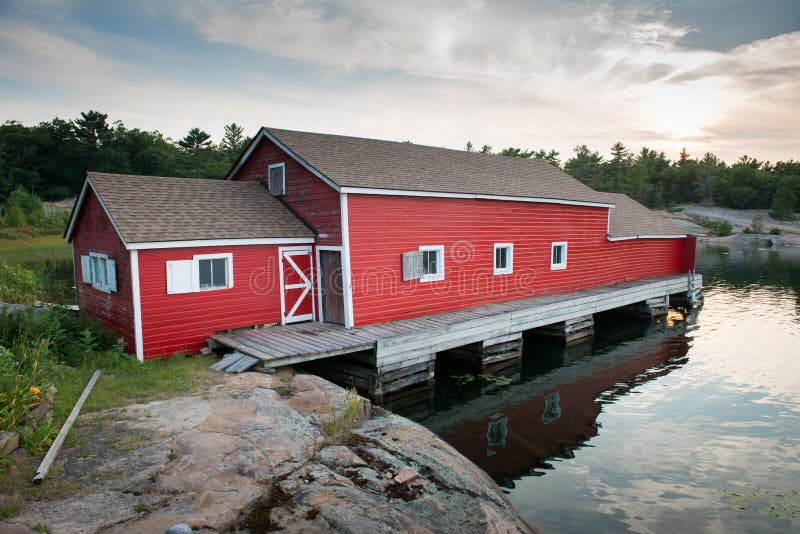 Beautiful Red Boathouse stock photo. Image of beautiful - 43457016