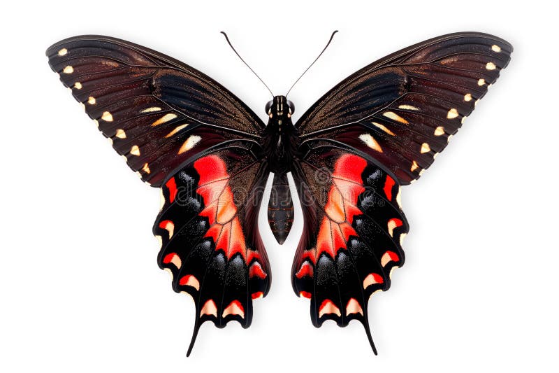 Beautiful Red-bodied Swallowtail Butterfly Isolated on a White ...