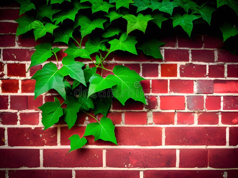 Beautiful Red Brick Wall with Ivy Leaves ,Ai Generated Stock ...