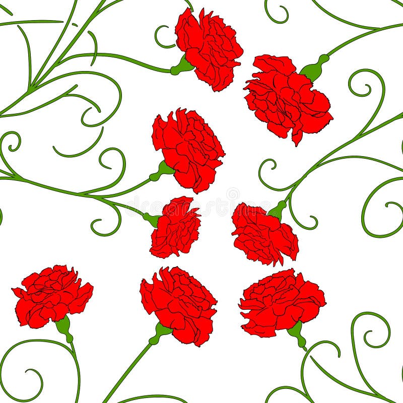 Beautiful Red Carnation Isolated Vector 3 Stock Vector - Illustration ...