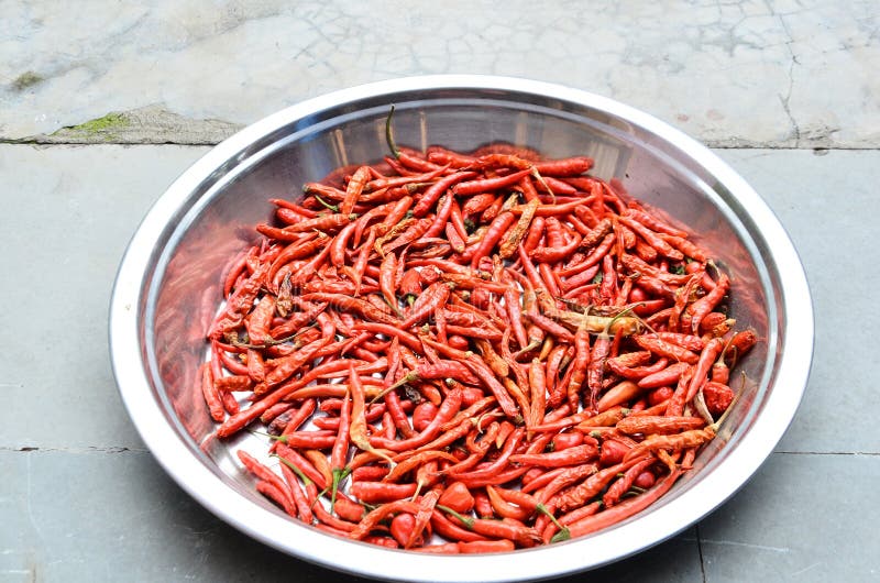 Beautiful Red Chilli in the Steel Plat Stock Image - Image of plat ...