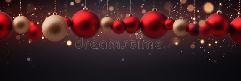 Beautiful Red Christmas Balls Banner with Text Space Stock Illustration ...