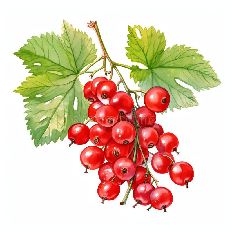 Beautiful Red Currant Watercolor Clipart Illustration Stock ...