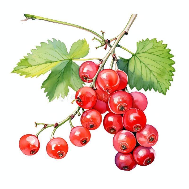 Beautiful Red Currant Watercolor Clipart Illustration Stock ...