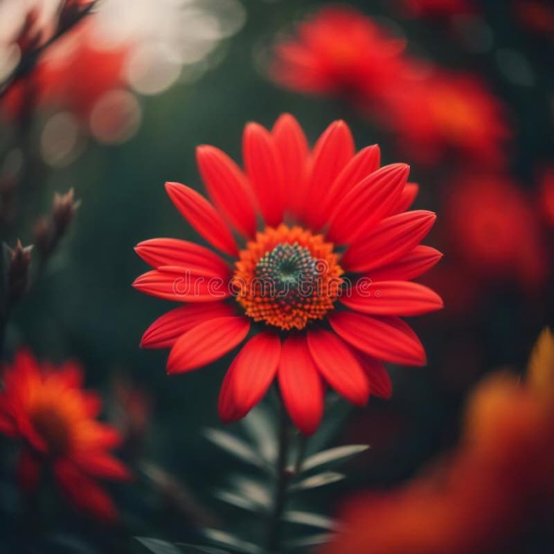 Beautiful Red Daisy Flower in the Garden. Soft Focus Stock Illustration ...