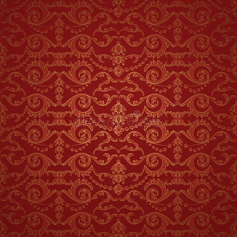 Red Damask Pattern Seamless Stock Vector - Illustration of element ...