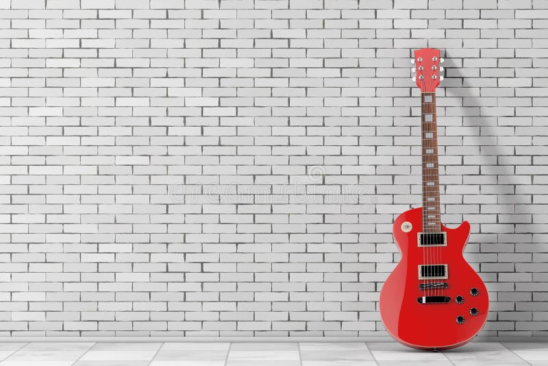 Beautiful Red Electric Guitar in Retro Style. 3d Rendering Stock Photo ...