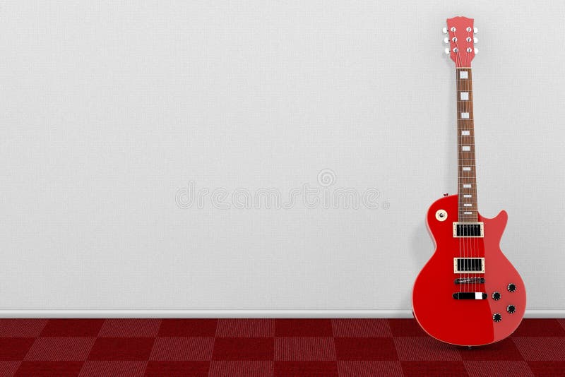 Beautiful Red Electric Guitar in Retro Style. 3d Rendering Stock Photo ...