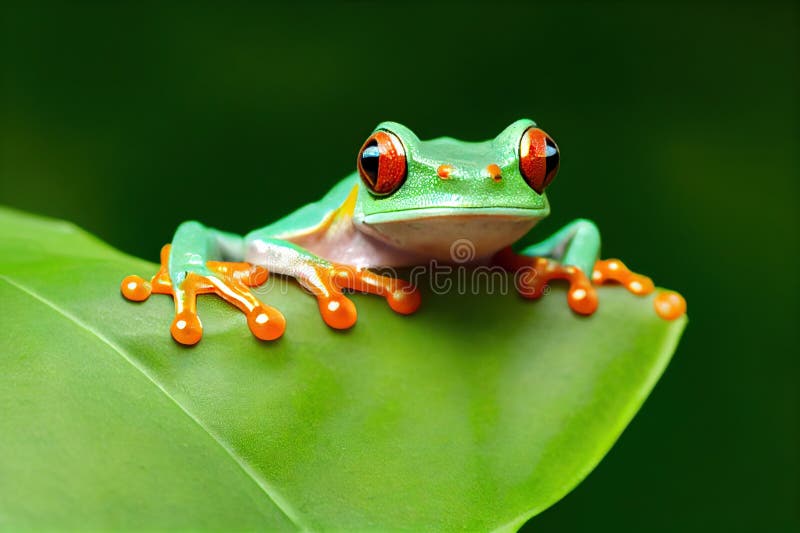 Beautiful Red Eyed Tree Frog with Bright Green Back Stock Illustration ...
