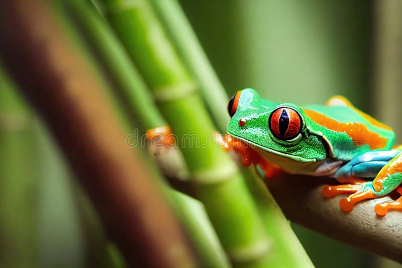 Beautiful Red Eyed Tree Frog with Bright Green Back Stock Photo - Image ...